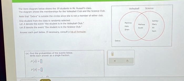 [GET ANSWER] The Venn diagram below shows the 10 students in Mr ...