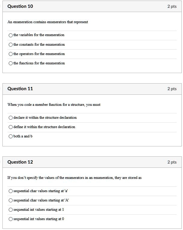 Solved Question 10 2 Pts An Enumeration Contains Enumerators That 5900
