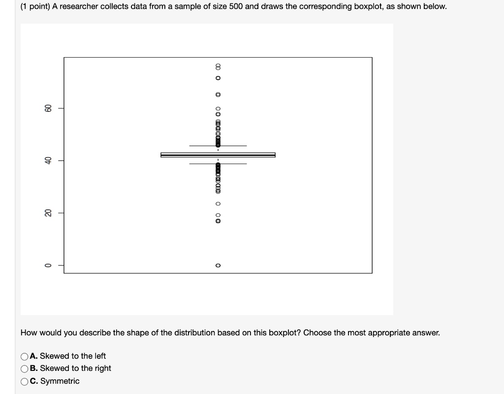 SOLVED: point) A researcher collects data from a sample of size 500 and ...
