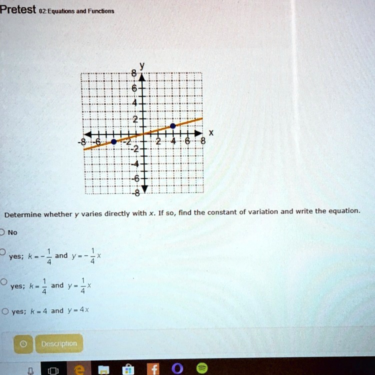 Pretest 02:Equations and Functions Determine whether y varies directly ...