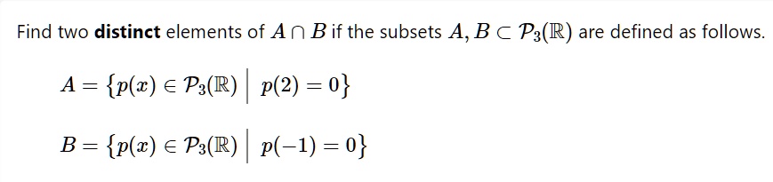 find two distinct elements of a n b if the subsets a b c p3r are ...