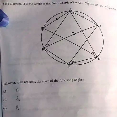 in the diagram 0 is tfie centre 0l the circle chords ab ac ced ab ...