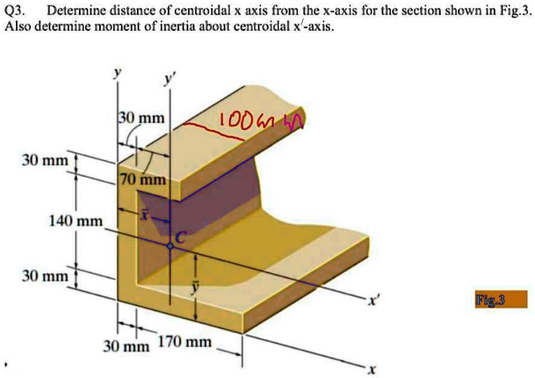 engineering mechanics q3 determine distance of centroidal x axis from ...