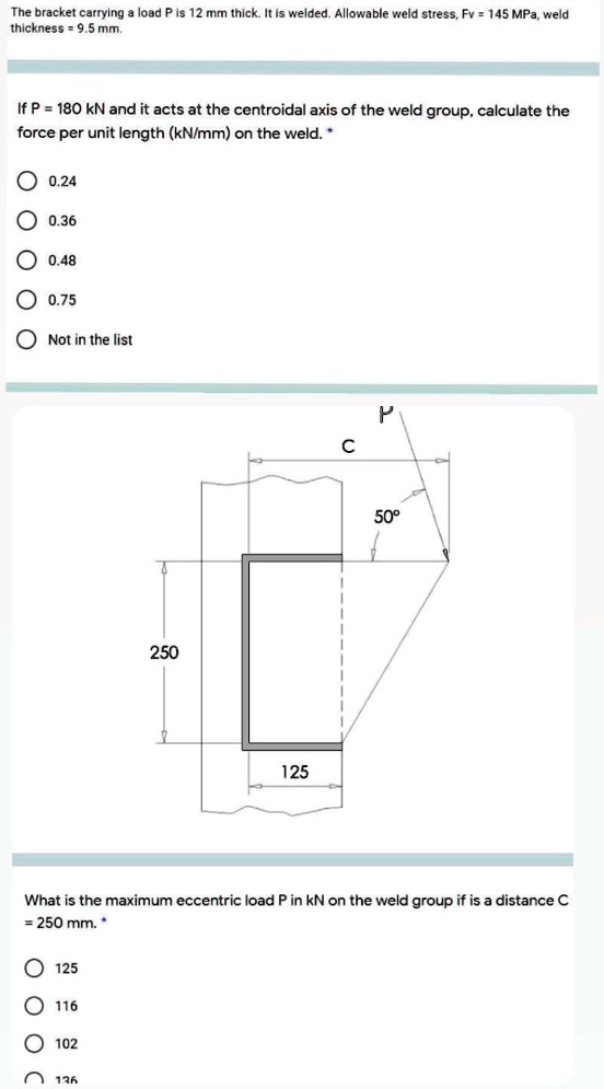 please answer with complete solutions the bracket carrying oad ihickness mm 12 mm inlck is ...