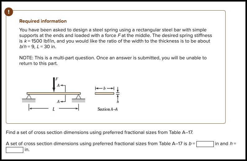 SOLVED: Required information You have been asked to design a steel ... SOLVED: Required information You have been asked to design a steel ...