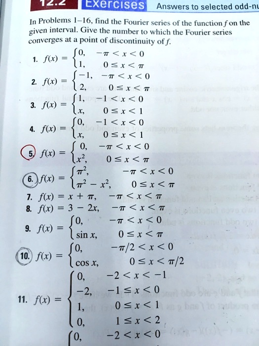t exercises answers to selected odd n in problems 16 find the fourier series of the function f ...