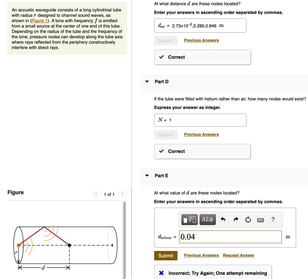 an acoustic waveguide consists of a long cylindrical tube with radius r ...