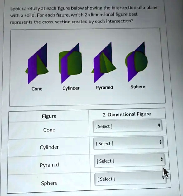 look carcfully at each figure below showing the intersection ol a plane ...