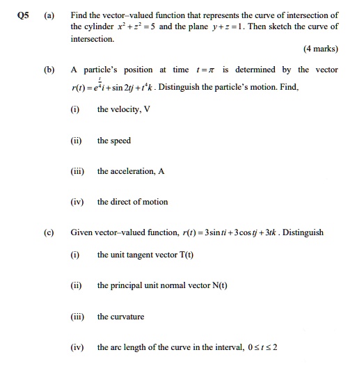 SOLVED: Find the vector valued function that represents the cun of intersection of the cylinder ...