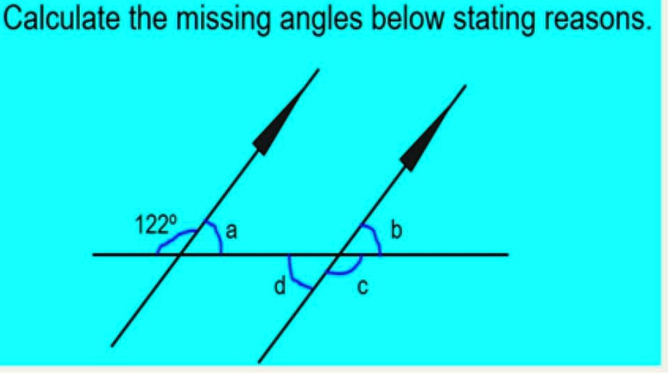 SOLVED: 'calculate the missing angles below stating reasons Calculate the missing angles below ...