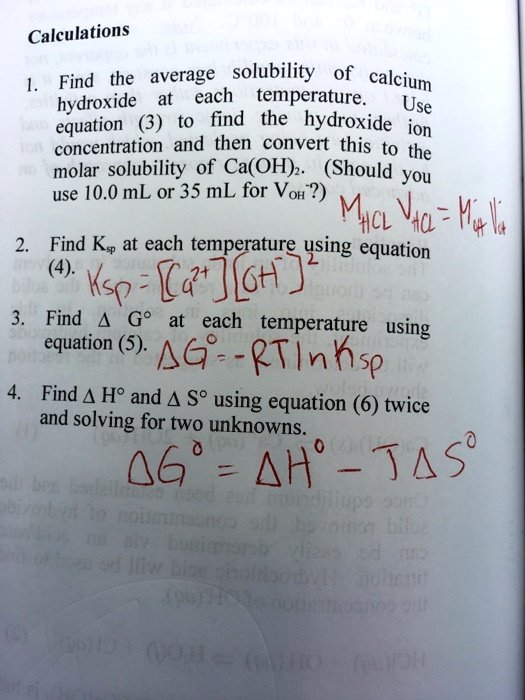 calculations find the average solubility of calcium hydroxide each ...