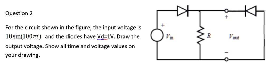 SOLVED: For the circuit shown in the figure, the input voltage is 10sin ...