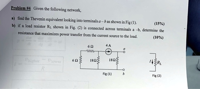 SOLVED: Problem #4: Given the following network, find the Thevenin ...