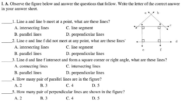 SOLVED: Line and line meet at a point. What are these lines? A, intersecting lines C, line ...