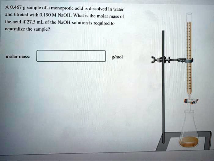 SOLVED: A 0.467 g sample of a monoprotic acid is dissolved in water and ...
