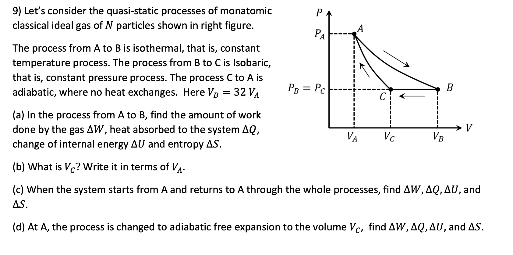 9 Lets Consider The Quasi Static Processes Of Monatomic Classical Ideal Gas Of N Particles