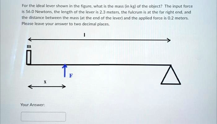 SOLVED: For the ideal lever shown in the figure,what is the mass (in kg ...