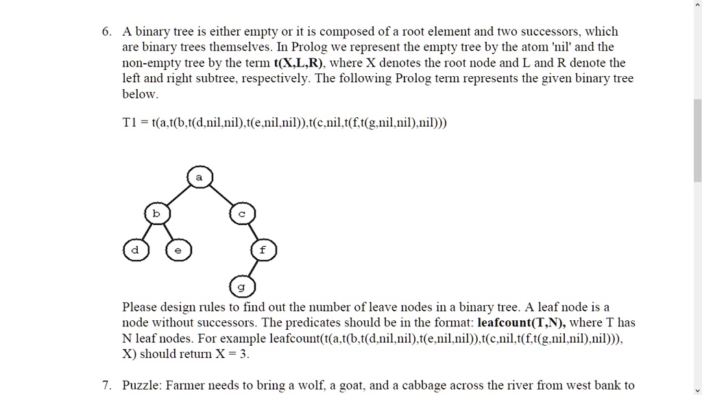 Solved Program Needs To Be Written In Prolog 6 A Binary Tree Is