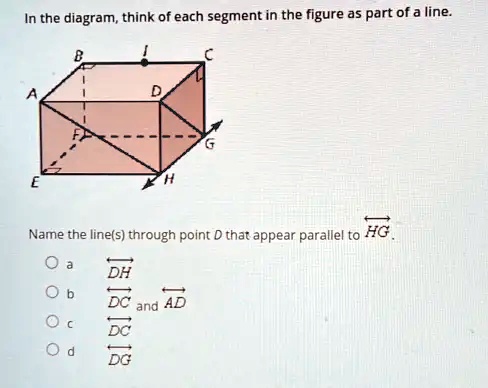 SOLVED: In the diagram, think of each segment in the figure as part of a line Name the liners ...