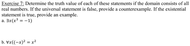 SOLVED: Exercise Determine the truth value of each of these statements ...