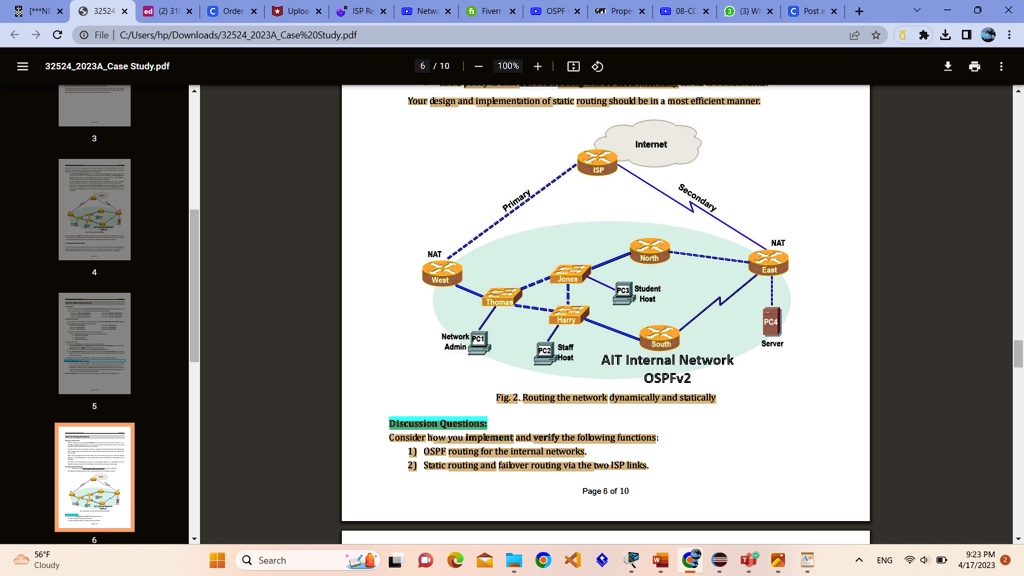 SOLVED: Task Two: Routing the Network Routing to and from ISP The AIT network has purchased two ...