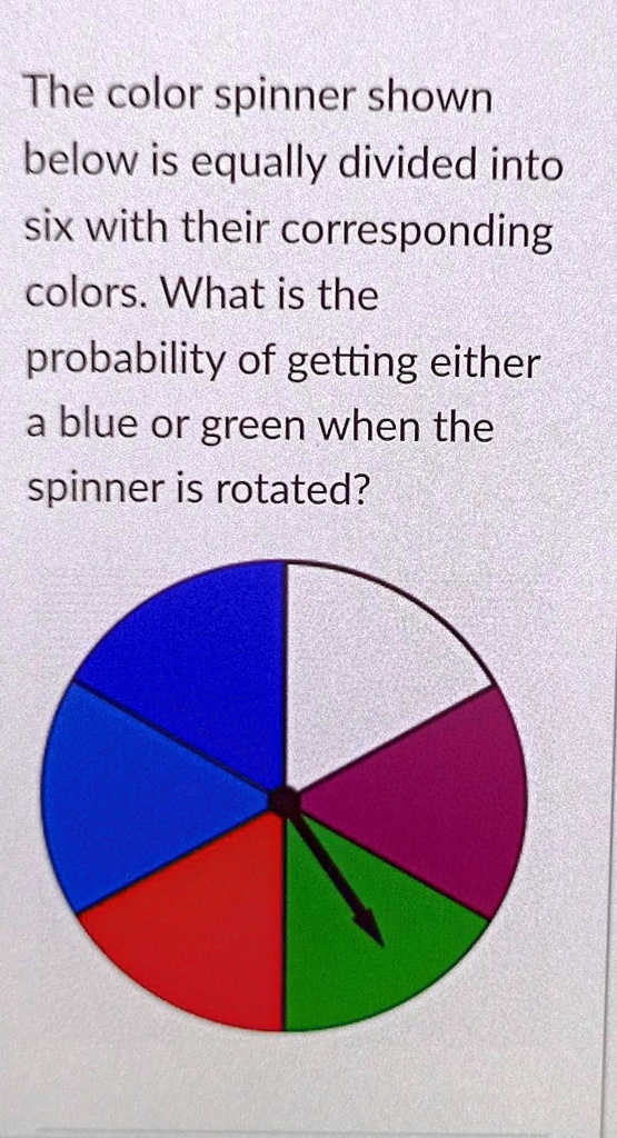 SOLVED: The color spinner shown below is equally divided into six sections, each with its ...