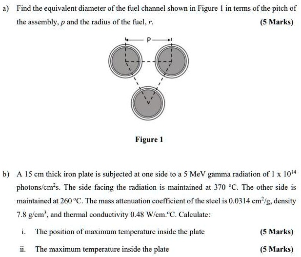 a) Find the equivalent diameter of the fuel channel shown in Figure 1 ...