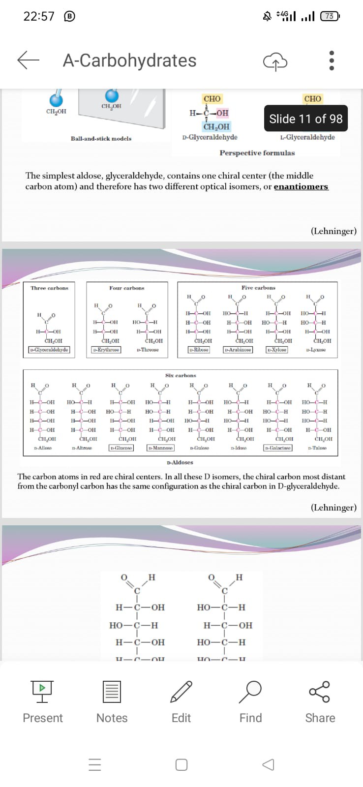 [GET ANSWER] 22:57 (B) Δ isill ill 73 ← A-Carbohydrates ↑ Slide 11 of ...