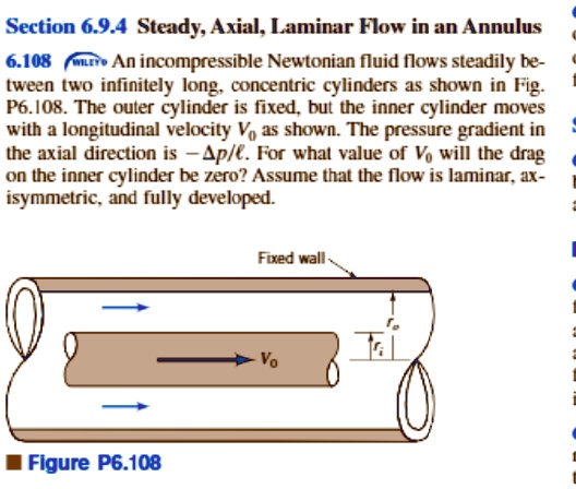 [GET ANSWER] Section 6.9.4 Steady, Axial, Laminar Flow in an Annulus 6.108 An incompressible ...