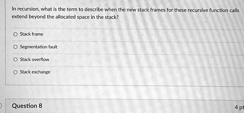 in recursion what is the term to describe when the new stack frames for these recursive function ...