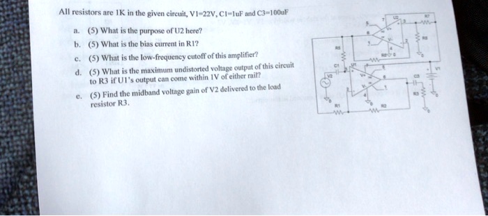 All resistors are 1K in the given circuit, V1=22V, C1=1uF and C3=100uF ...