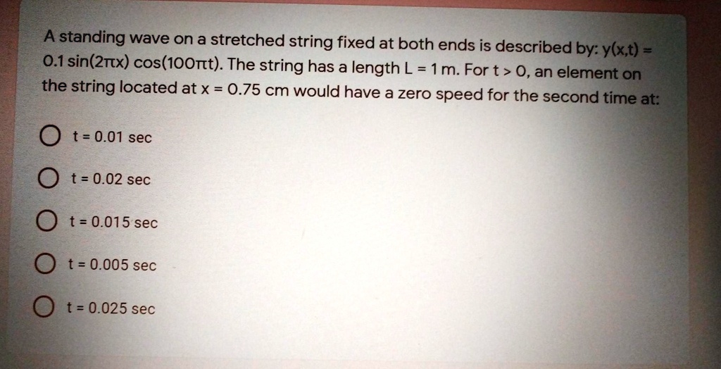 SOLVED: A standing wave on a stretched string fixed at both ends is ...