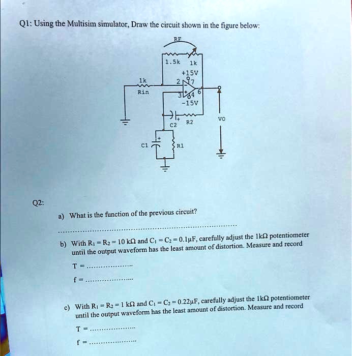 qi using the multisim simulator draw the circuit shown in the figure below 15 1sv 3va4 1sv what ...