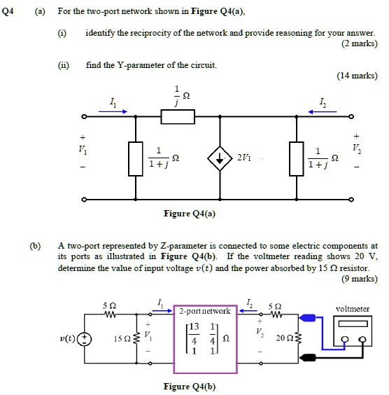 SOLVED: For the two-port network shown in Figure Q4(a), identify the ...