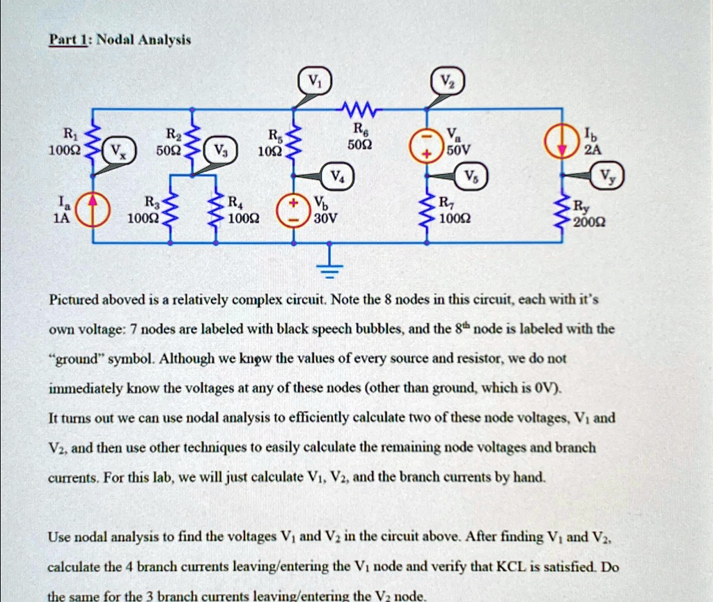Part 1: Nodal Analysis V1 V2 R1 100? Vx R2 50? V3 R5 10? R6 50? Va ...