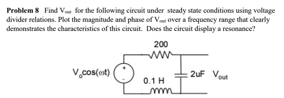 Problem 8 Find Vout for the following circuit under steady state ...