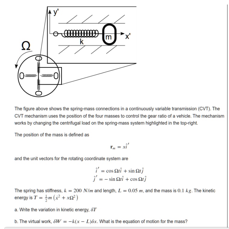 SOLVED: The figure above shows the spring-mass connections in a ...