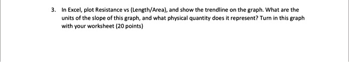 SOLVED: In Excel, plot Resistance (Length/Area) and show the trendline on the graph. What are ...
