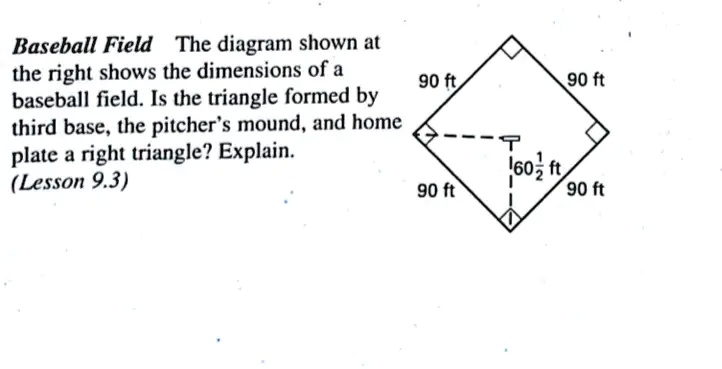 SOLVED: Baseball Field The diagram shown at the right shows the ...