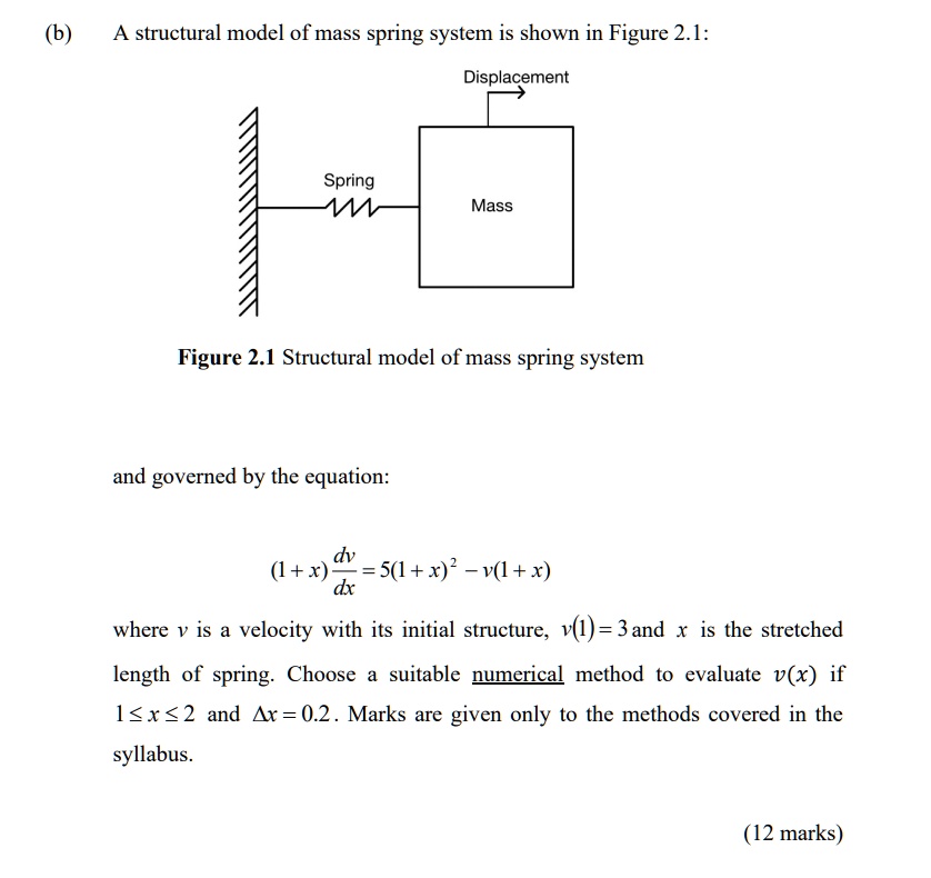 SOLVED:A structural model of mass spring system is shown in Figure 2.l ...