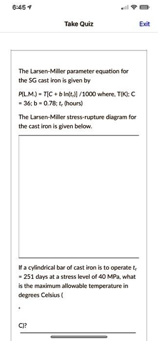 The Larsen-Miller parameter equation for the SG cast iron is given by P ...