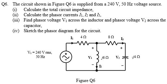 SOLVED: The circuit shown in Figure Q6 is supplied from a 240 V, 50 Hz voltage source. (i ...