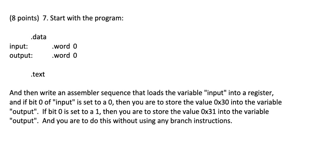 Solved Text 8 Points 7 Start With The Program Data Input Word 7612