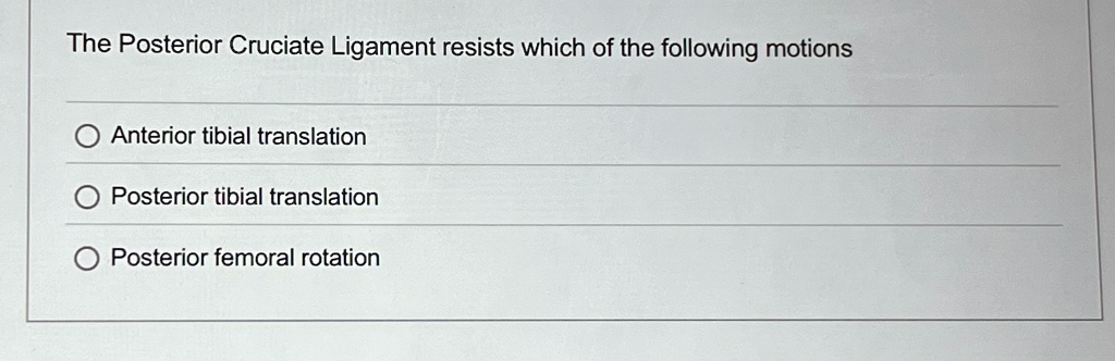 the posterior cruciate ligament resists which of the following motions ...
