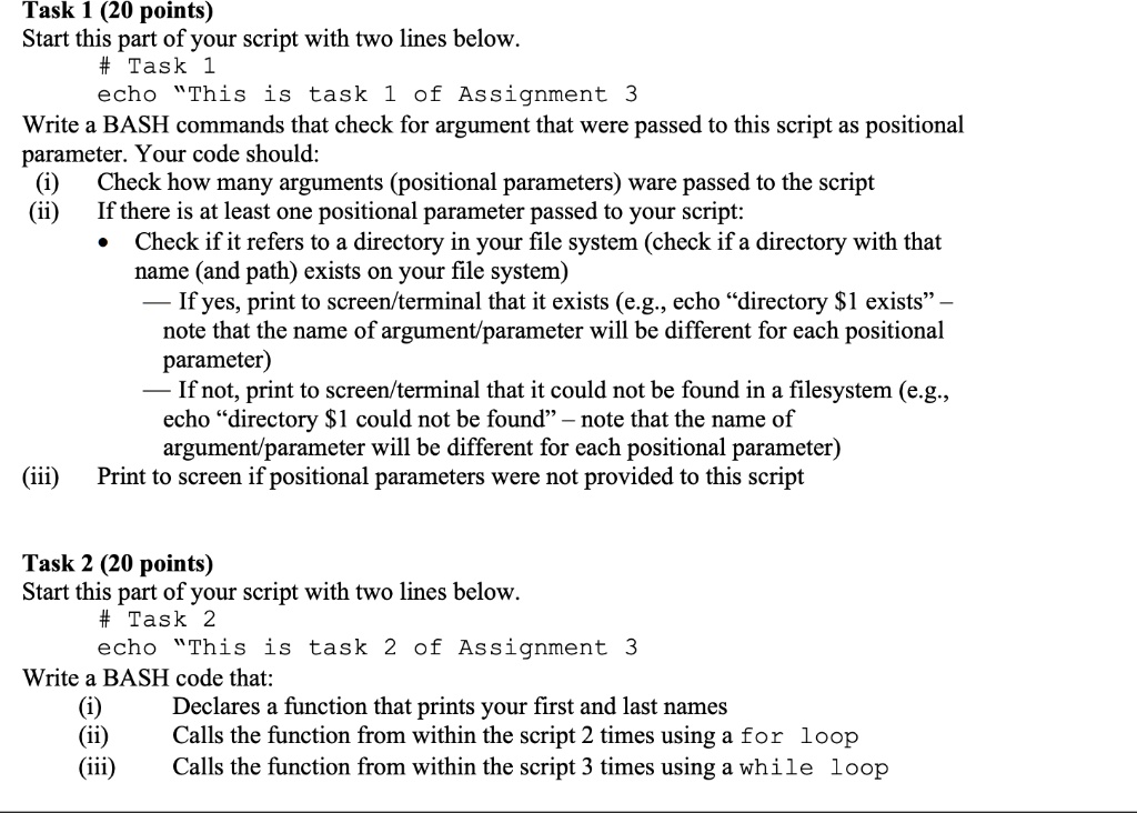 Solved Task 1 20 Points Start This Part Of Your Script With Two Lines Below Task 1 Echo