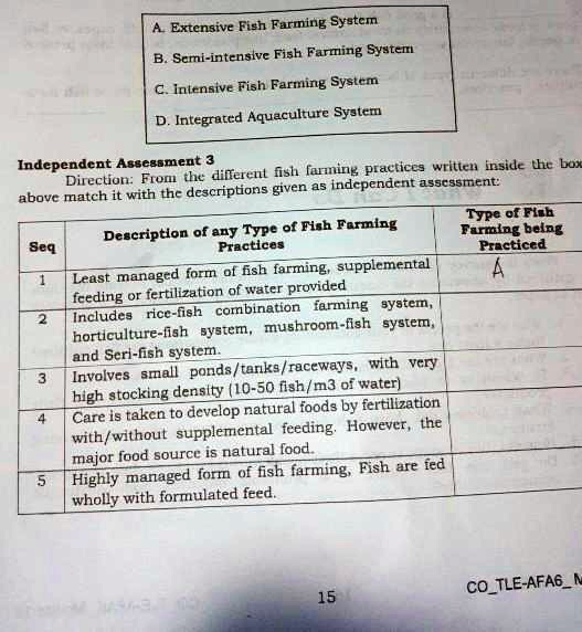 A. Extensive Fish Farming System B. Semi-intensive Fish Farming System ...