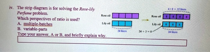 SOLVED: The strip diagram is for solving the Rose-lily Perfume problem ...