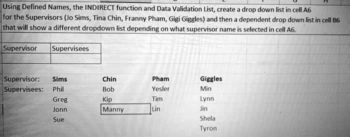 SOLVED: Using Defined Names, the INDIRECT function and Data Validation ...