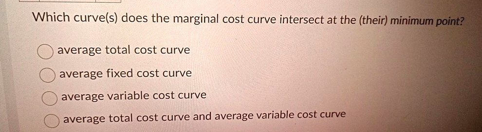 SOLVED: Which curve(s) does the marginal cost curve intersect at the (their) minimum point ...
