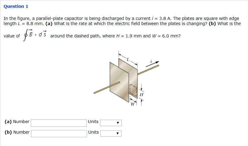 SOLVED: Question 1 In the figure, parallel-plate capacitor is being ...